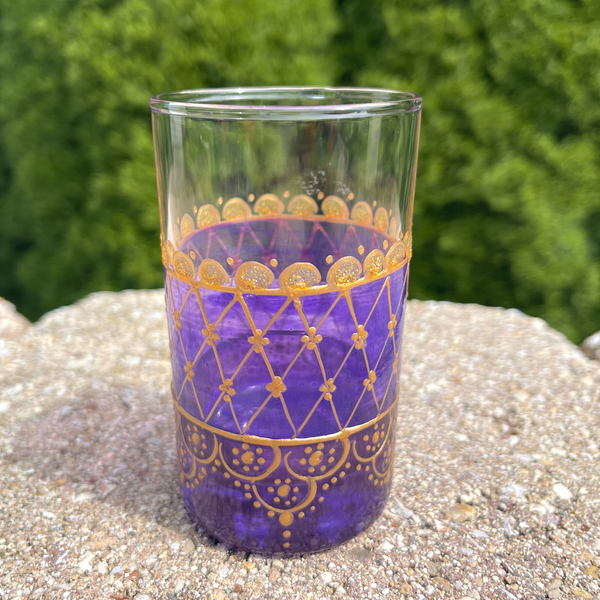 Moroccan hand painted tea glasses crown design – BeldiNest